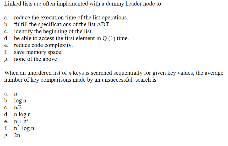 Solved Linked lists are often implemented with a dummy | Chegg.com