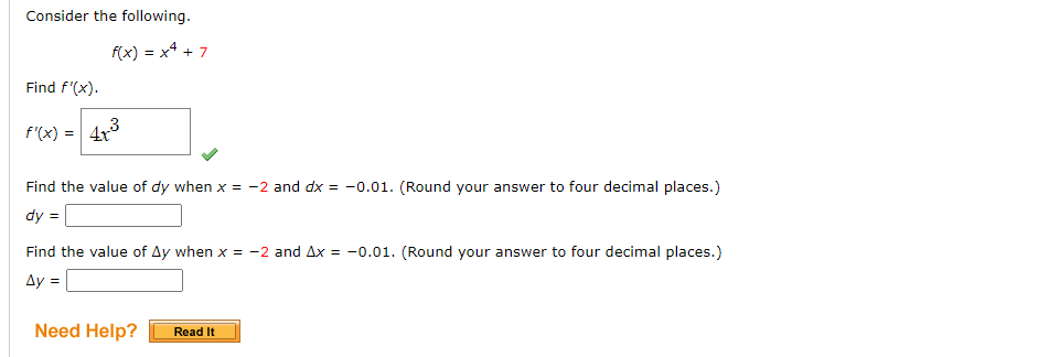 Solved Consider the following. f(x)=x4+7 Find f′(x) f′(x)= | Chegg.com