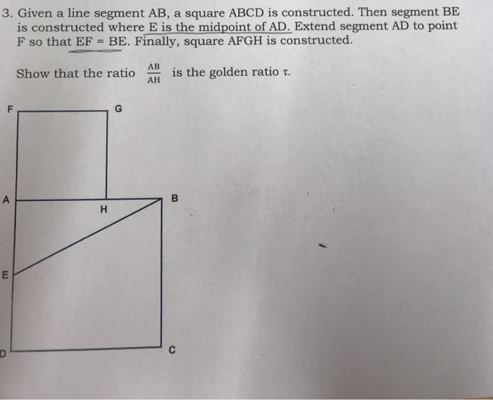 Solved 3. Given a line segment AB, a square ABCD is | Chegg.com