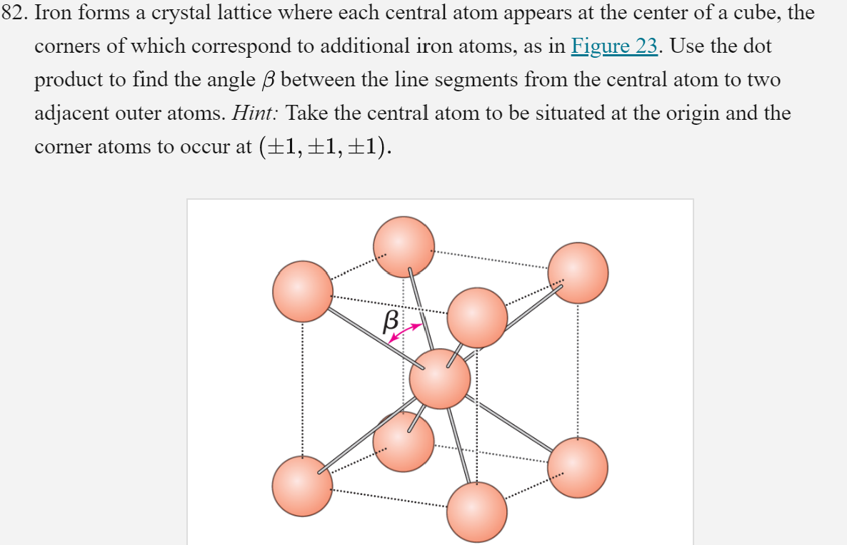 Solved 82. Iron forms a crystal lattice where each central | Chegg.com