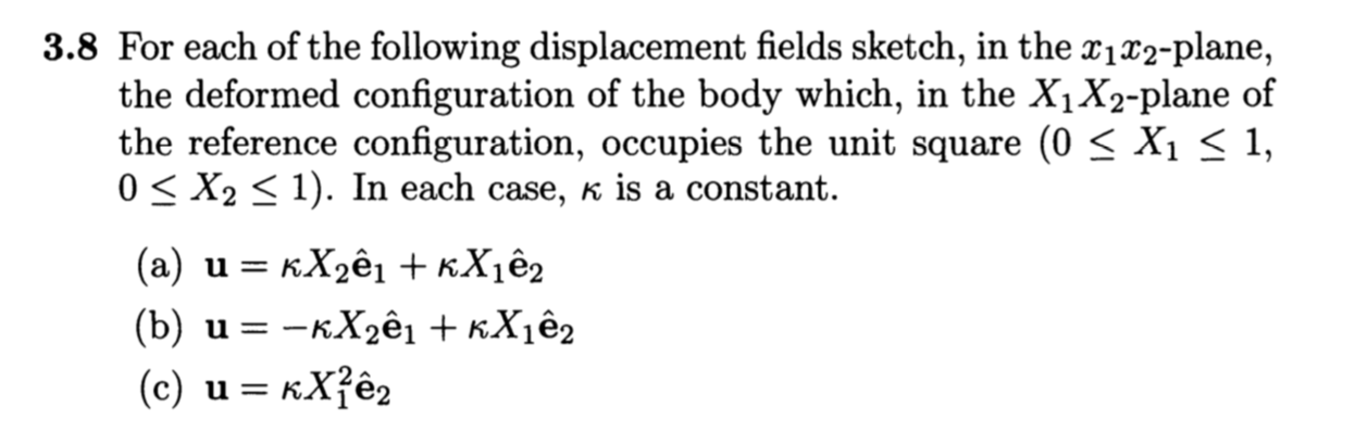 3.8 For each of the following displacement fields | Chegg.com