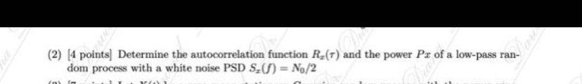 Solved (2) [4 points] Determine the autocorrelation function | Chegg.com