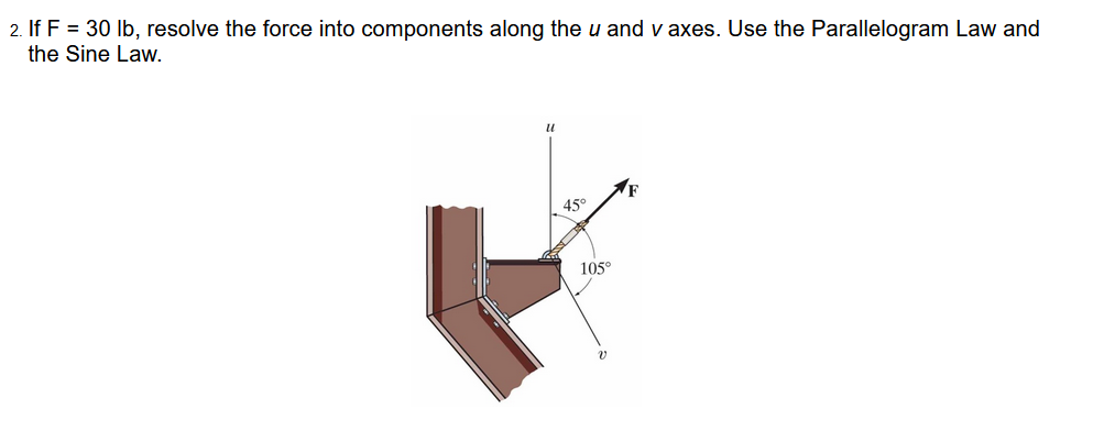 Solved 2. If F=30lb, resolve the force into components along | Chegg.com