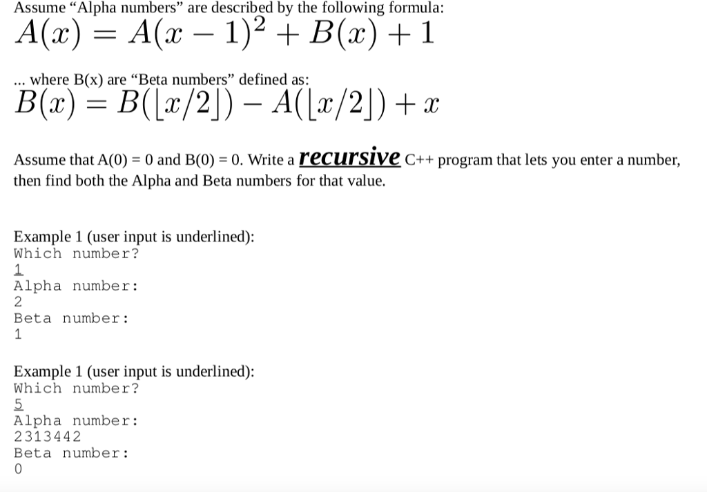 Solved Assume "Alpha numbers" are described by the following | Chegg.com