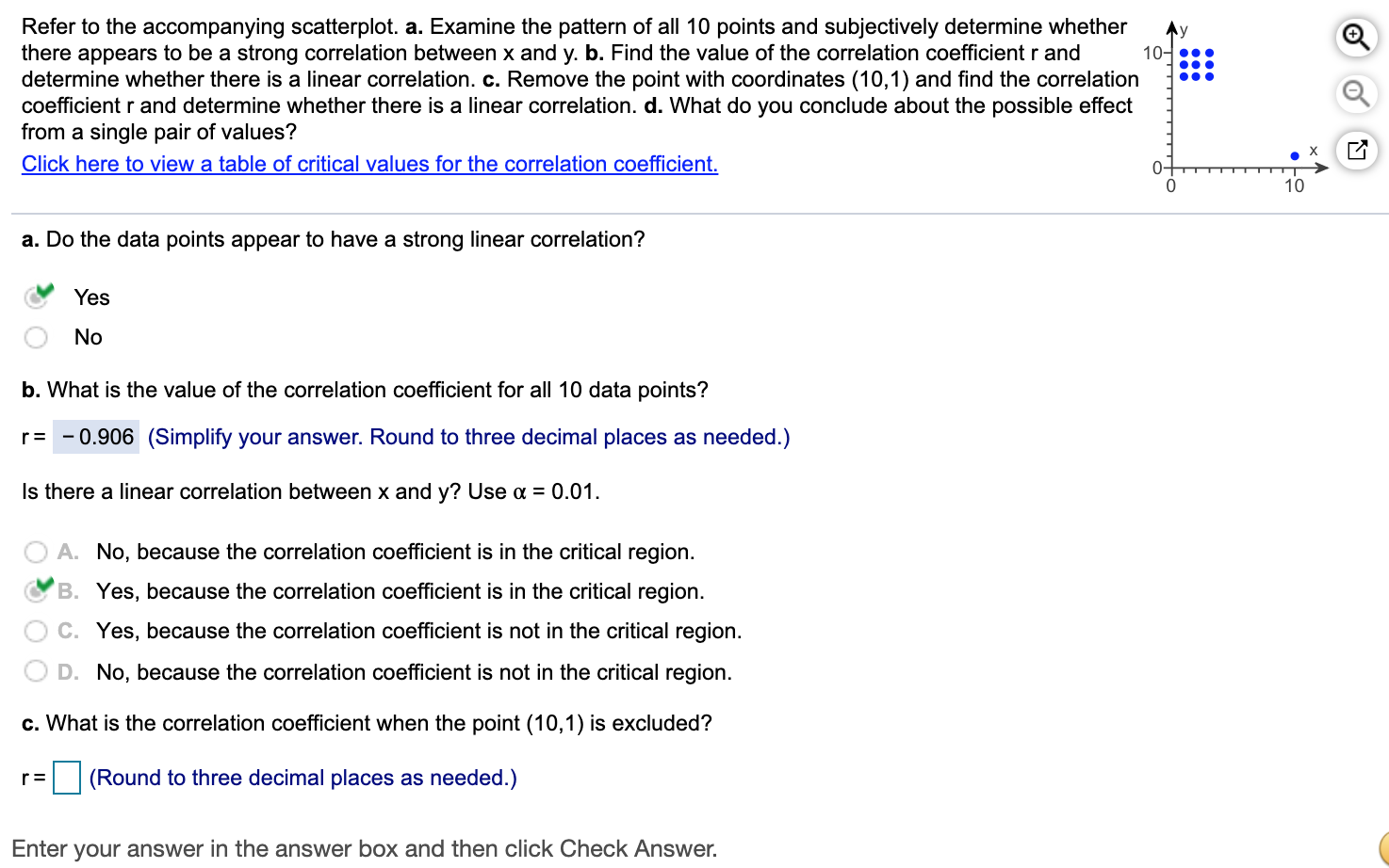 Solved Refer to the accompanying scatterplot. a. Examine the | Chegg.com