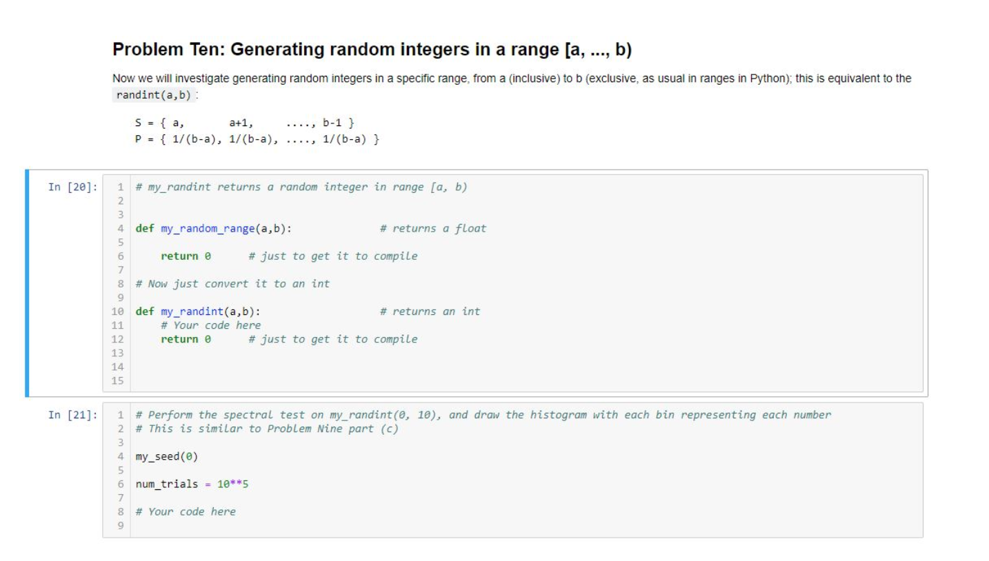Problem Ten: Generating random integers in a range | Chegg.com