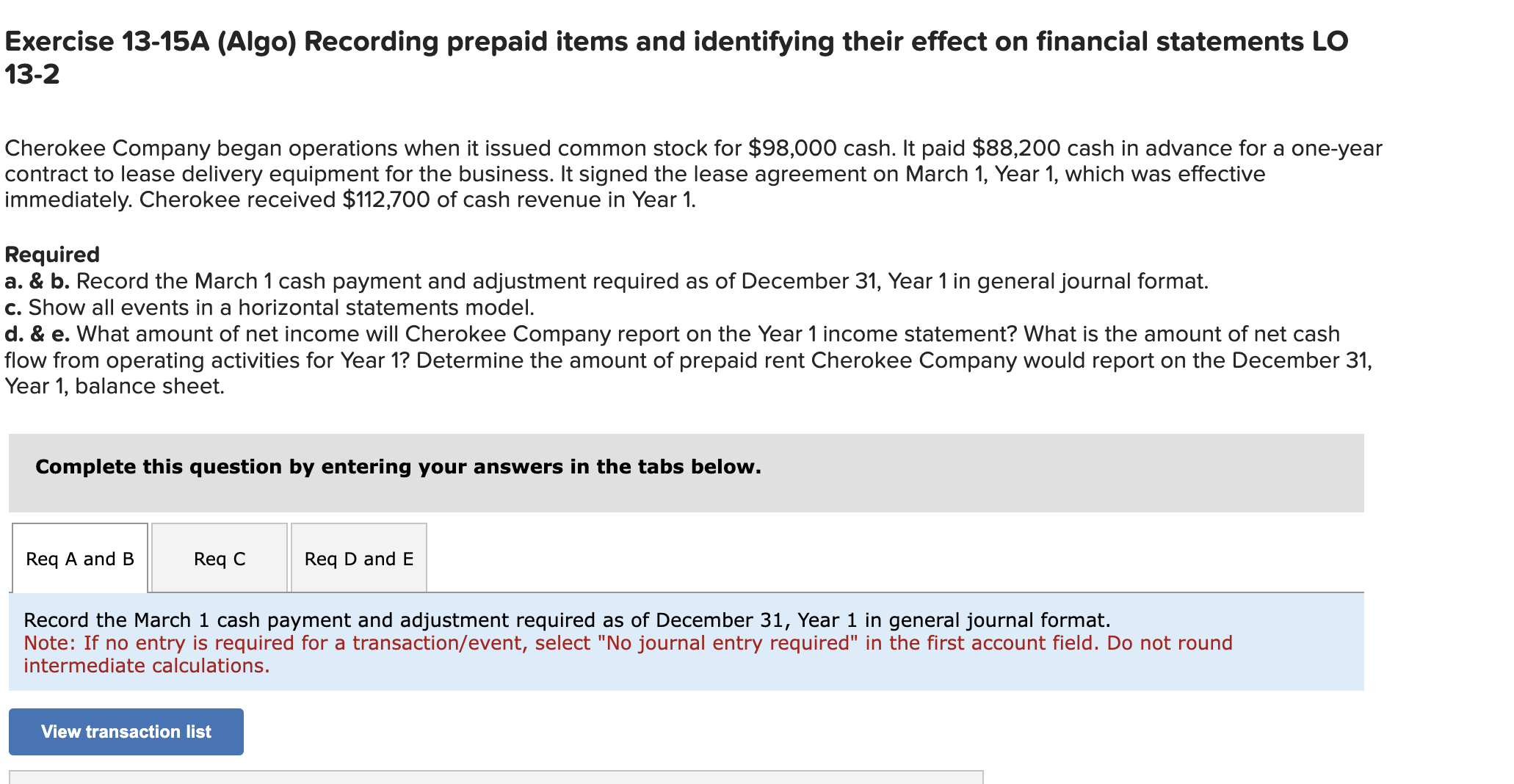 Solved Exercise 13-15A (Algo) ﻿Recording prepaid items and | Chegg.com