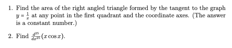 Solved 1. Find the area of the right angled triangle formed | Chegg.com