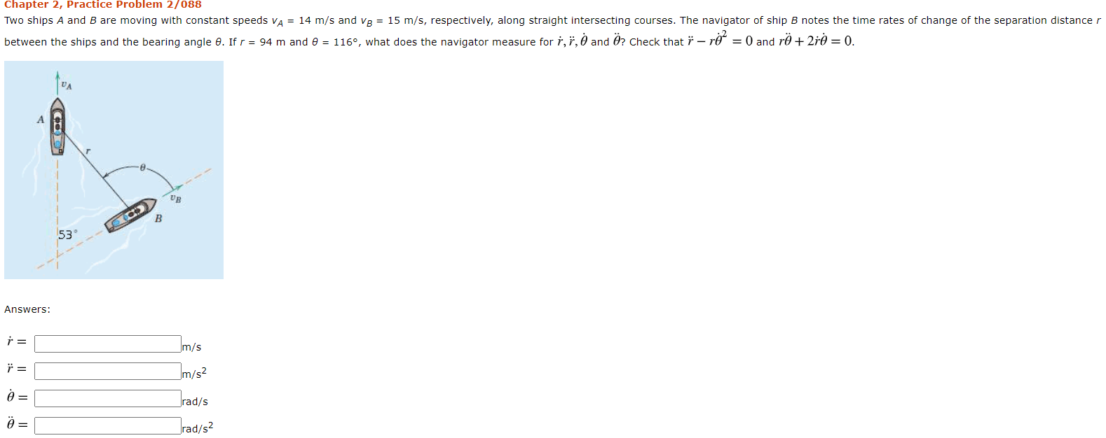 Solved Chapter 2, Practice Problem 2/088 Two ships A and B | Chegg.com