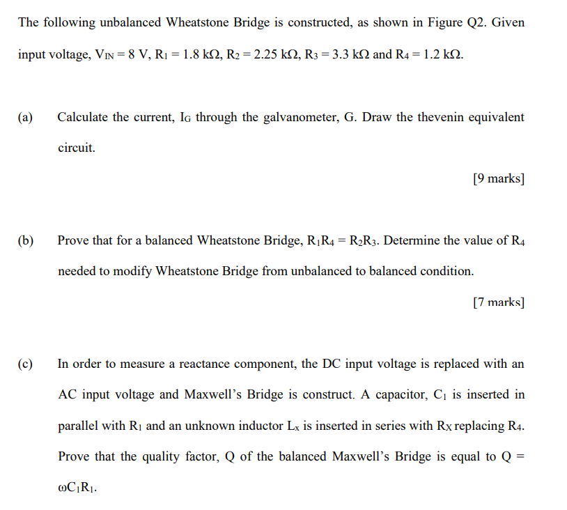 Solved R1 R3 RG = 250 12 G VIN A B R2 R4 Figure Q2 The | Chegg.com