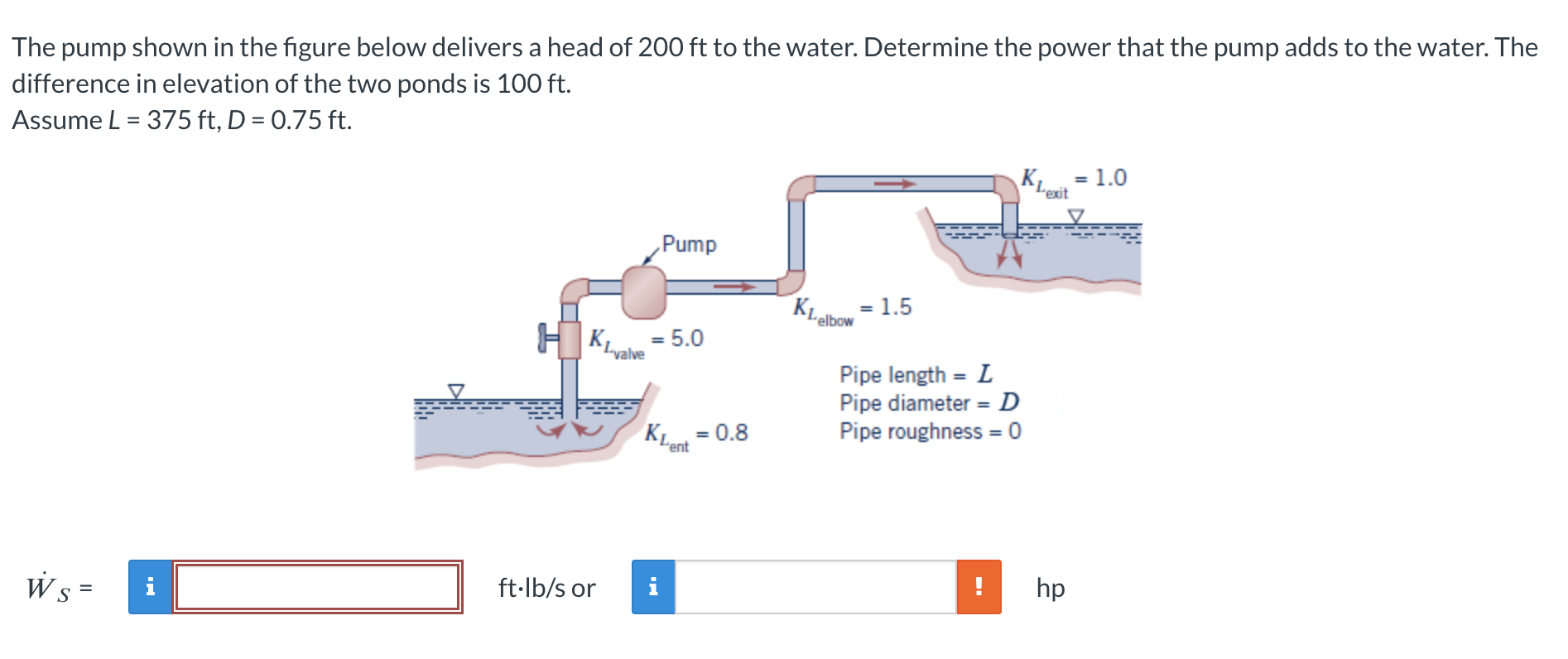 Solved The pump shown in the figure below delivers a head of | Chegg.com