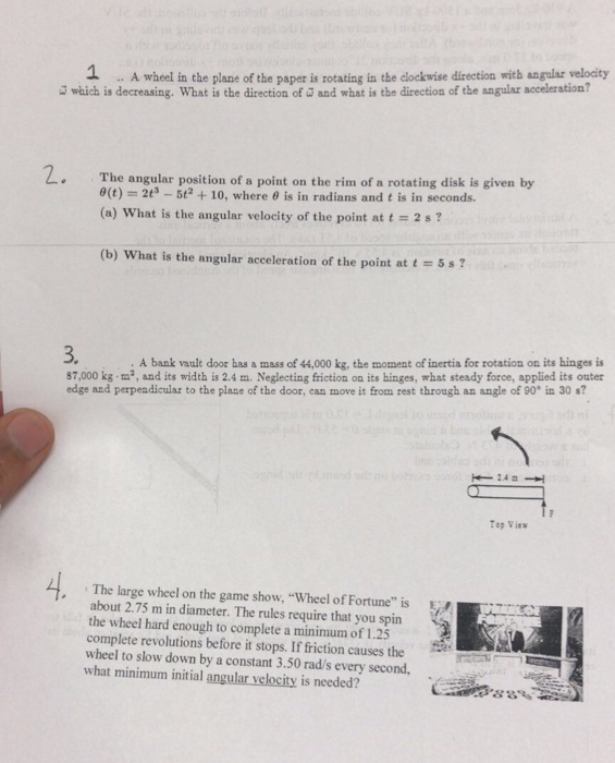 Solved 1 .. A wheel in the plane of the paper is rotating in | Chegg.com