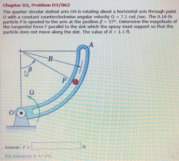 Solved Chapter D3, Problem D3/062 The quarter-circular | Chegg.com