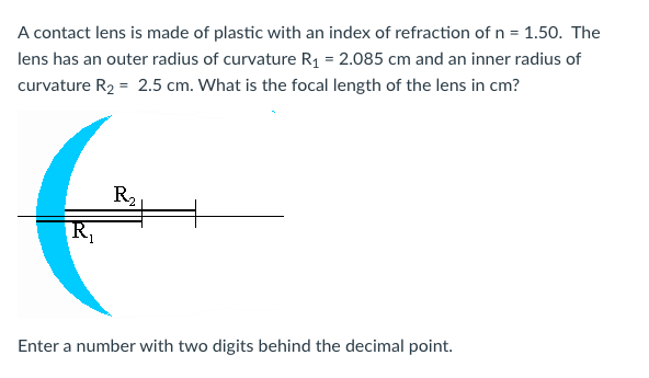 Solved A contact lens is made of plastic with an index of | Chegg.com