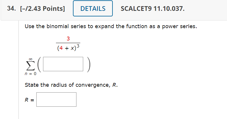 Solved Use the binomial series to expand the function as a | Chegg.com