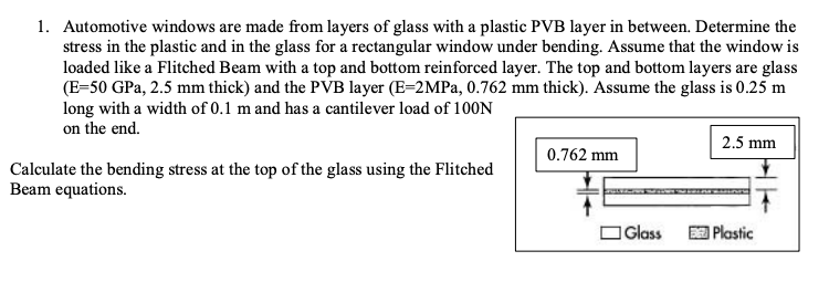 Solved 1. Automotive windows are made from layers of glass | Chegg.com