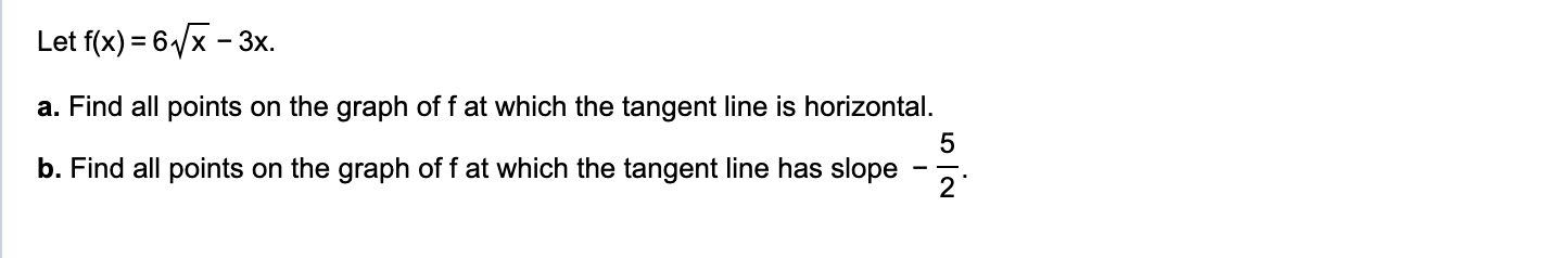 Solved Let f(x)=6x−3x. a. Find all points on the graph of f | Chegg.com