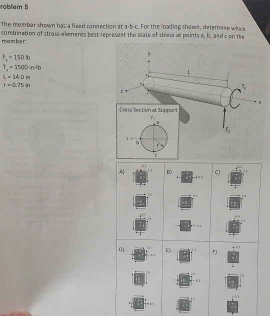 Solved roblem 5 The member shown has a fixed connection at | Chegg.com