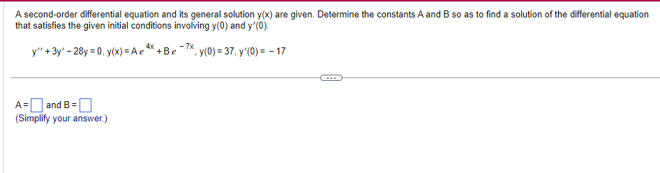 Solved A second-order differential equation and its general | Chegg.com