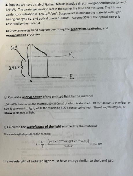Solved 4. Suppose we have a slab of Gallium Nitride (GaN), a | Chegg.com