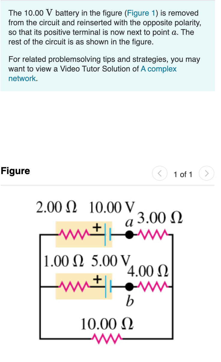 Solved The 10.00 V battery in the figure (Figure 1) is | Chegg.com