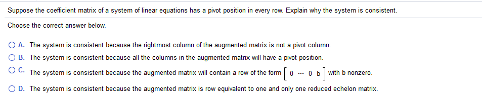 Solved Suppose the coefficient matrix of a system of linear | Chegg.com