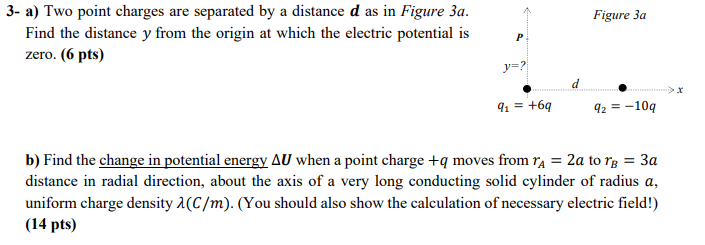 Solved A) Two point charges are separated by a distance 𝒅 | Chegg.com