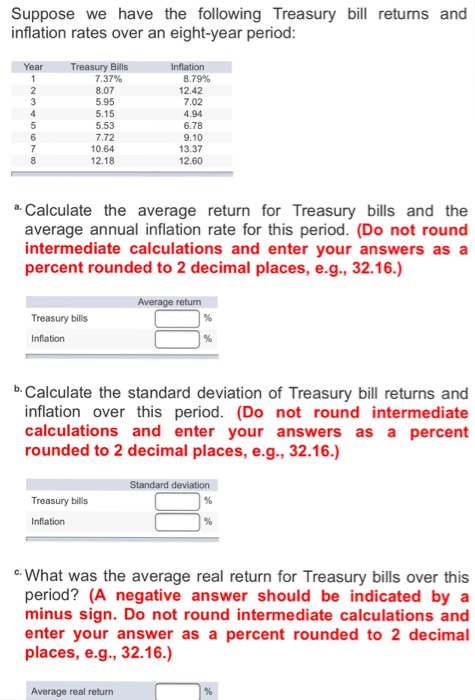 Solved Suppose we have the following Treasury bill returns | Chegg.com