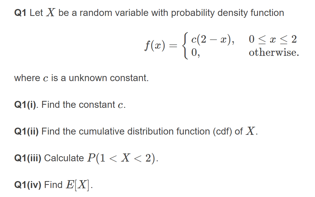 Solved Q1 Let X be a random variable with probability | Chegg.com