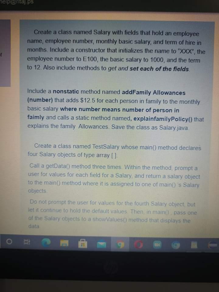 Solved help ama.ps Create a class named Salary with fields | Chegg.com