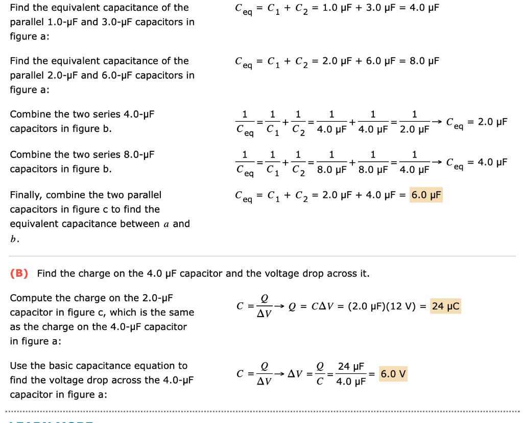 Solved EXAMPLE 16.9 Equivalent Capacitance GOAL Solve a | Chegg.com