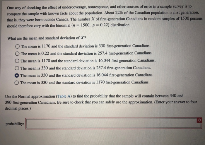 Solved One way of checking the effect of undercoverage, | Chegg.com