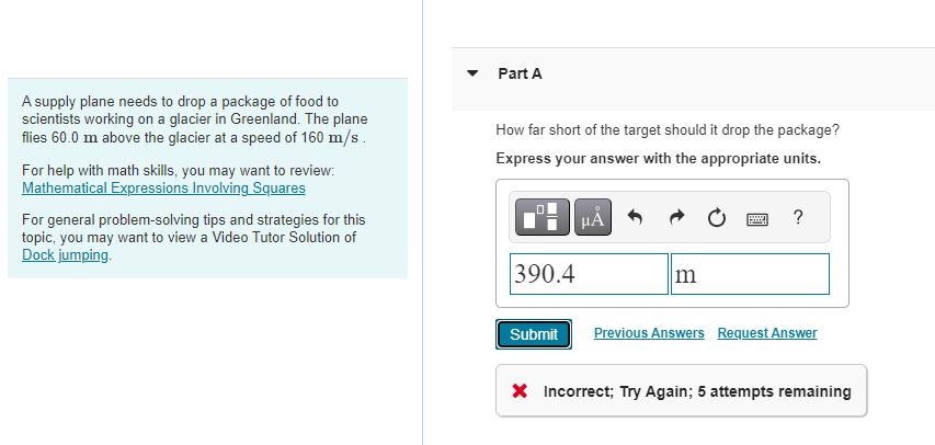 Solved A supply plane needs to drop a package of food to | Chegg.com