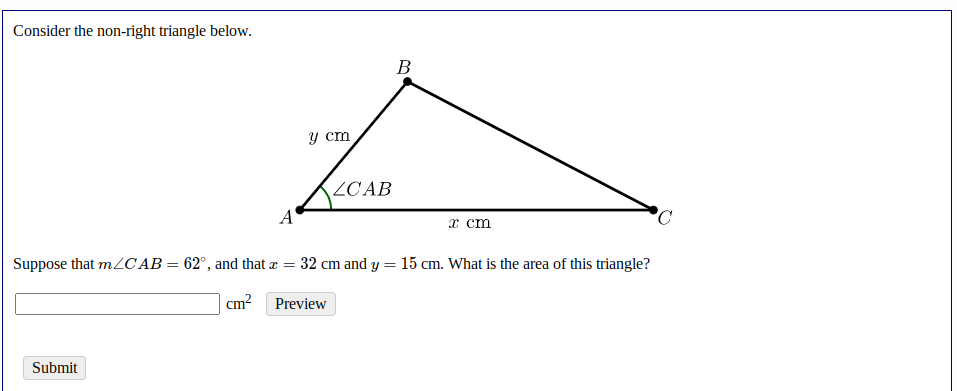 Solved Consider The Non Right Triangle Below Suppose That Chegg