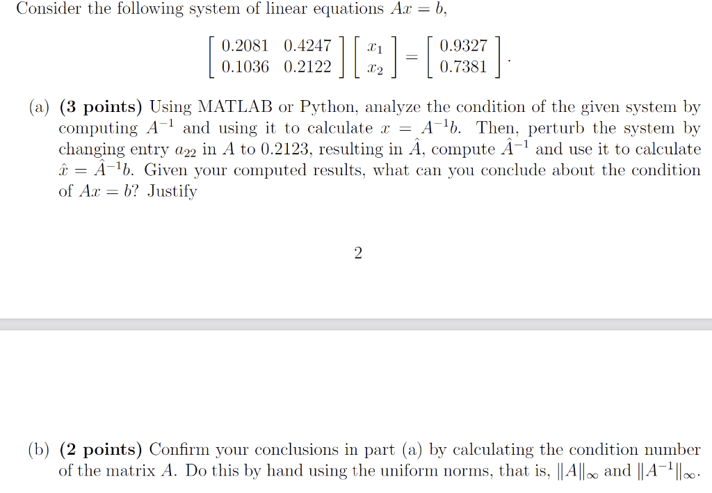 Consider the following system of linear equations Ax | Chegg.com