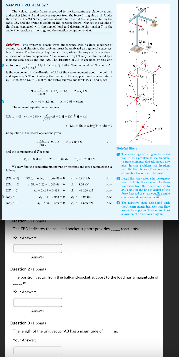 Solved SAMPLE PROBLEM 37The welded tubular frame is secured | Chegg.com