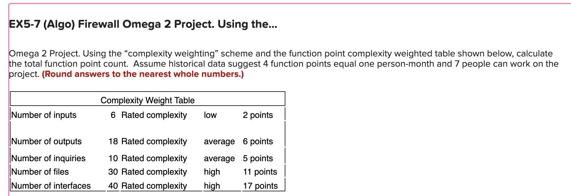 Solved A The Total Function Point Count Isb Calculate The 