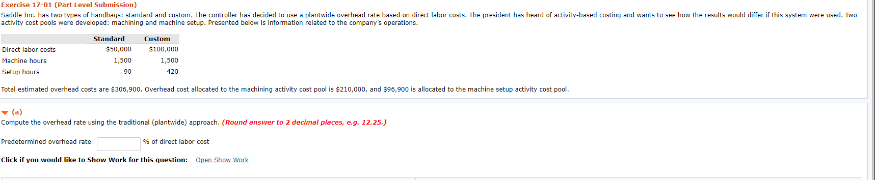 Solved Exercise 17-01 (Part Level Submission) Saddle Inc. | Chegg.com