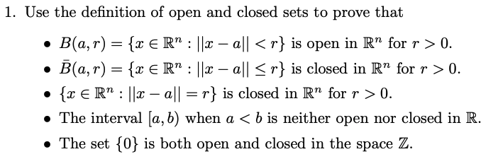 Solved Use the definition of open and closed sets to prove | Chegg.com