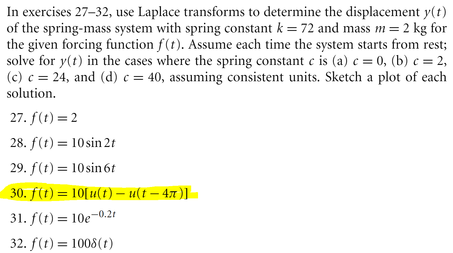 Solved In exercises 27–32, use Laplace transforms to | Chegg.com