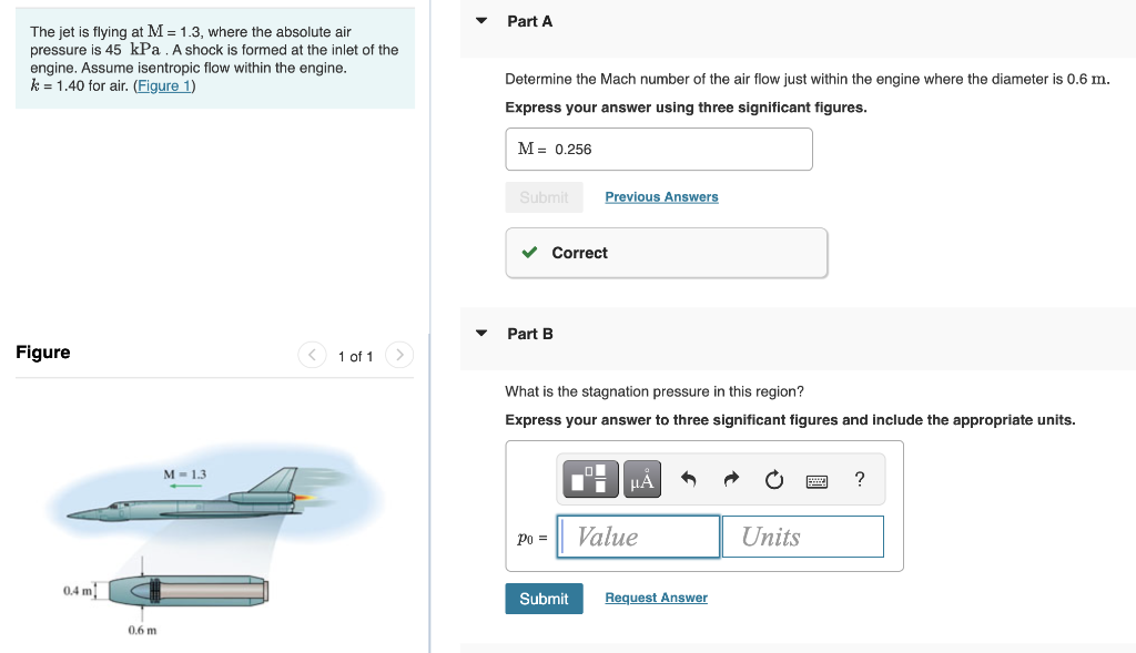 Solved The jet is flying at M=1.3, where the absolute air | Chegg.com
