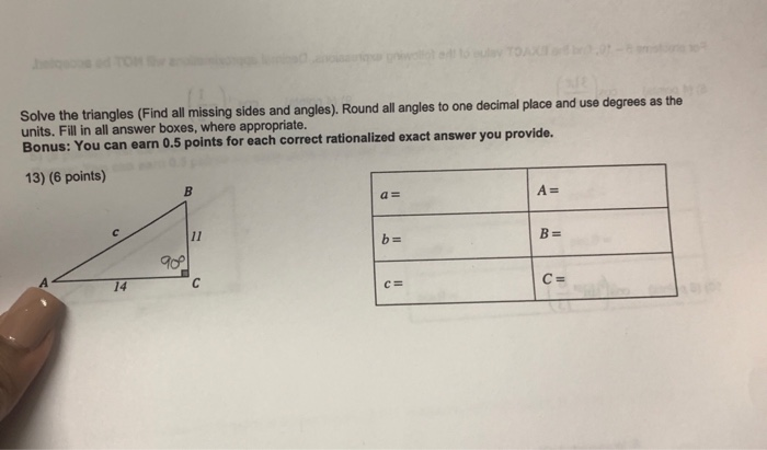 Solved Solve the triangles (Find all missing sides and | Chegg.com