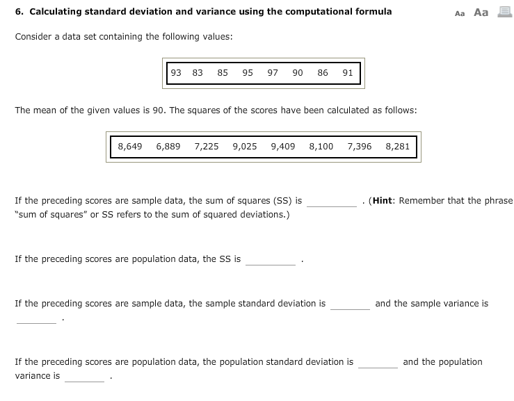 The Computation Form For Sample Variance