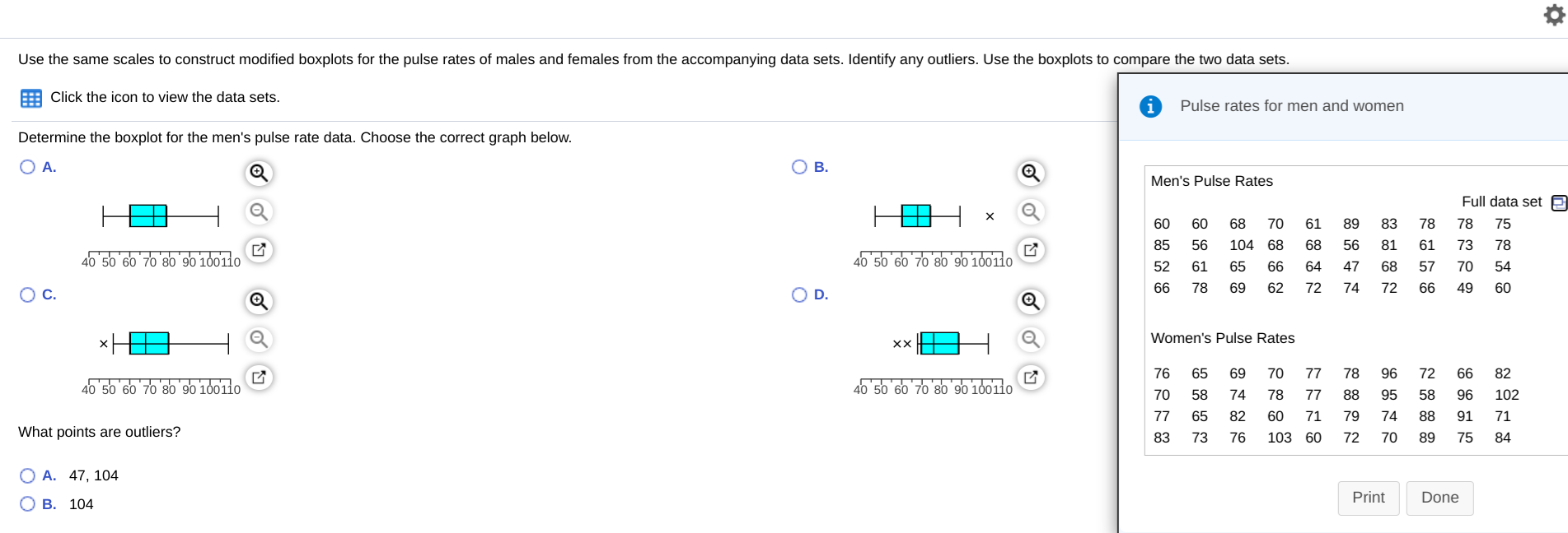 Solved Use the same scales to construct modified boxplots | Chegg.com