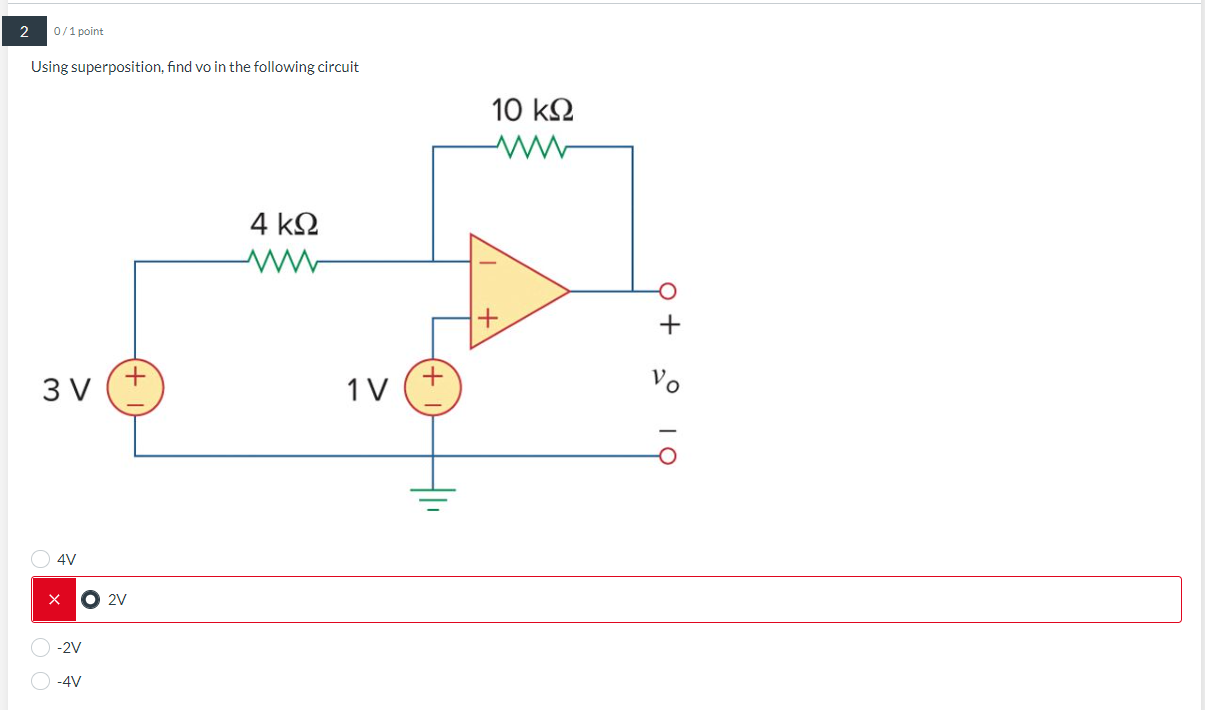 Solved Using superposition, find vo in the following circuit | Chegg.com