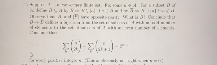 Solved (1) Suppose A is a non-empty finite set. Fix some a E | Chegg.com