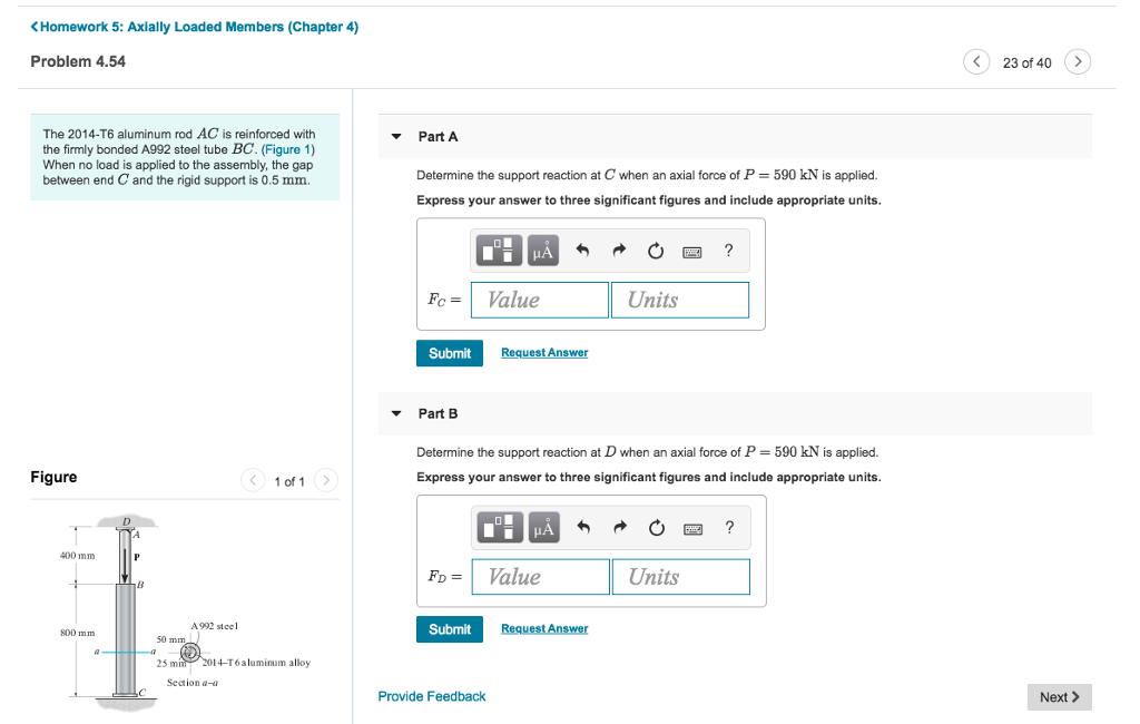 Solved Homework 5: Axially Loaded Members (Chapter 4) | Chegg.com