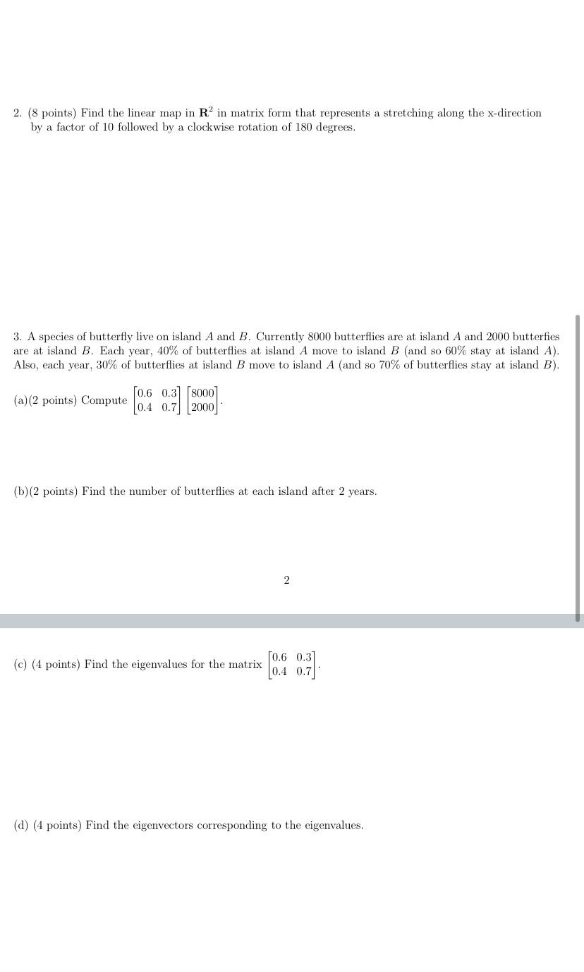 Solved 2. (8 points) Find the linear map in RP in matrix | Chegg.com