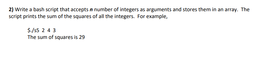 Solved 2) Write a bash script that accepts n number of | Chegg.com