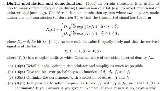 3. Digital modulation and demodulation. (40pt) In | Chegg.com